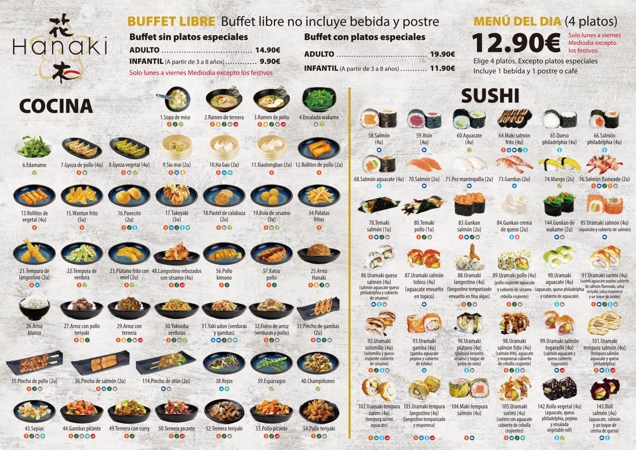 Hanaki Torrevieja menu dia – Hanaki sushi